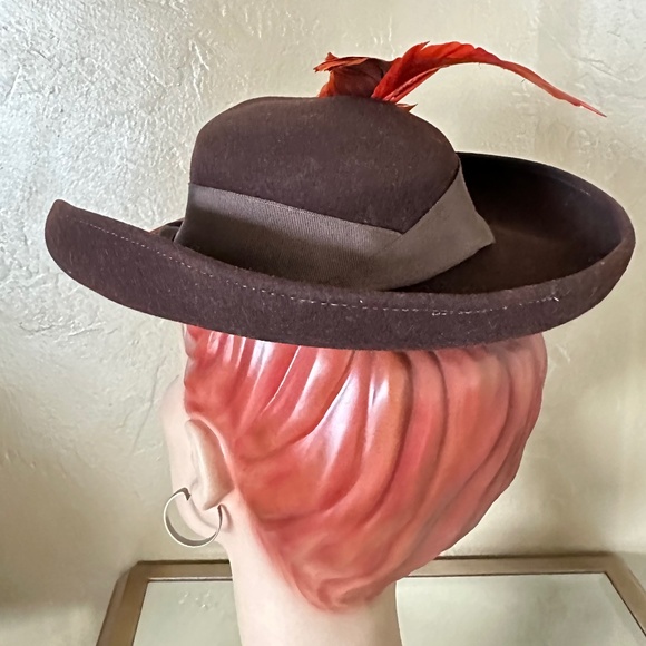 GLENOVER | Accessories | Delightful 94s Brown Felt Tilt Fedora With ...